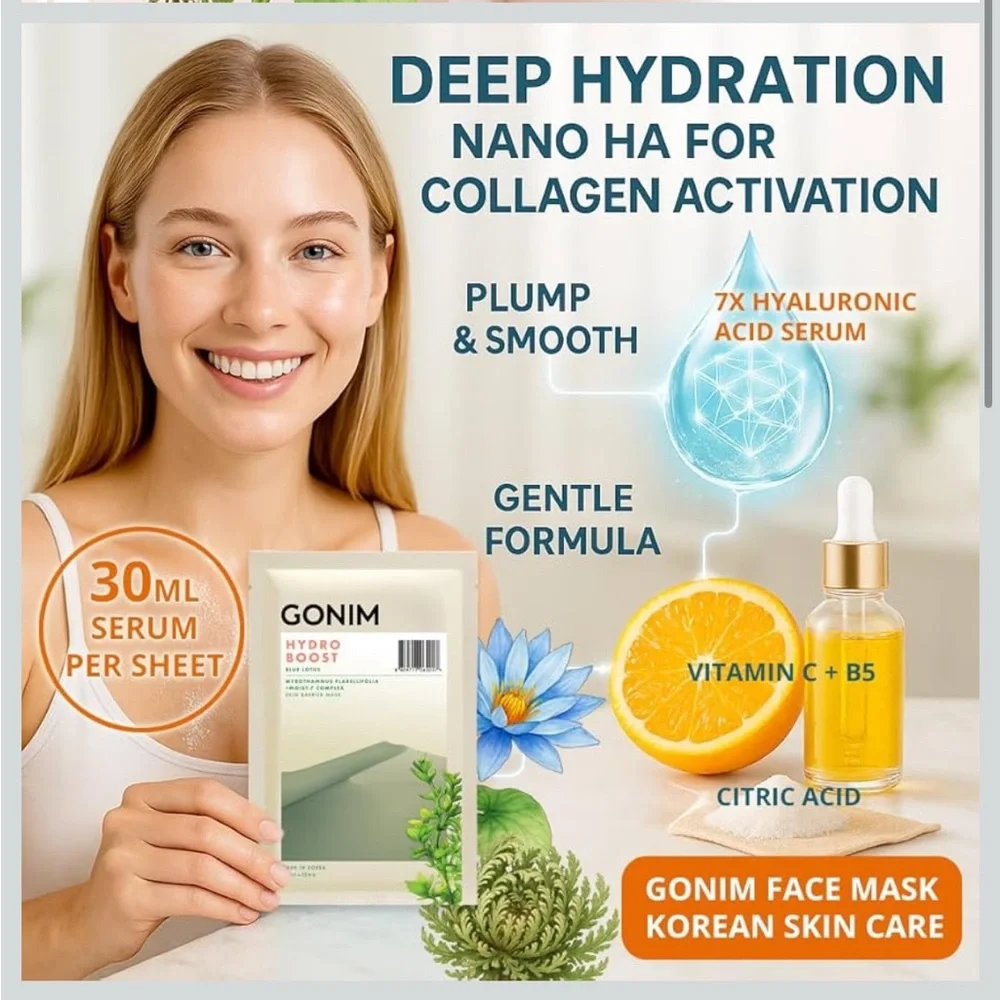 GONIM | Skincare | 2x New Gonim Hydro Boost Blue Lotus Sheet Masks Skin ...